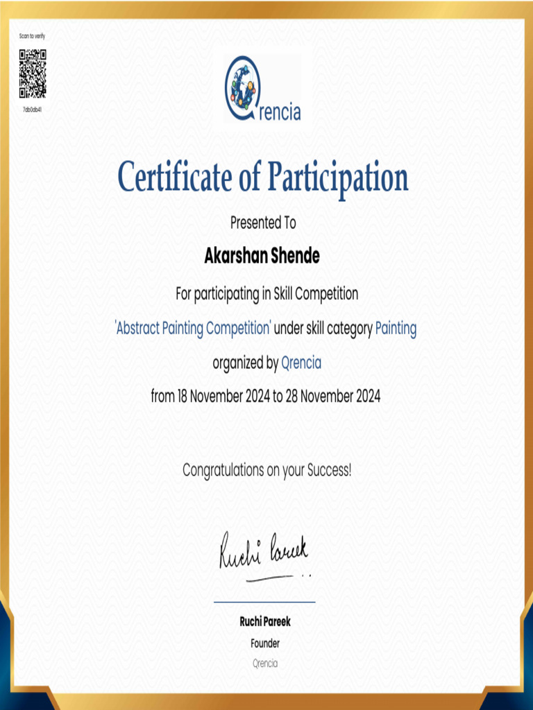 Abstract Painting Competition Certificate | PDF
