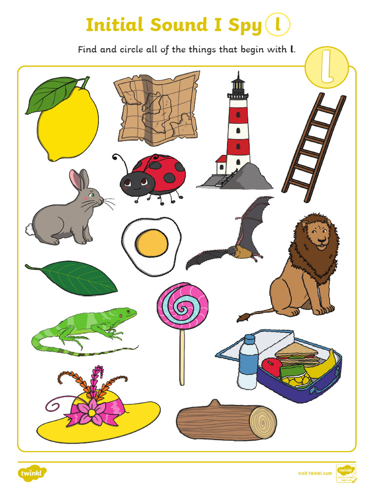 "I Spy: Find Items Starting with L" | PDF