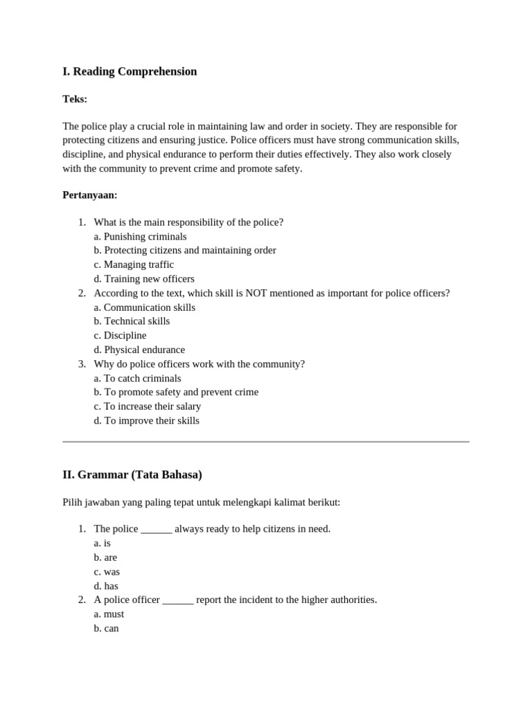 sample test | PDF | Police | Police Officer