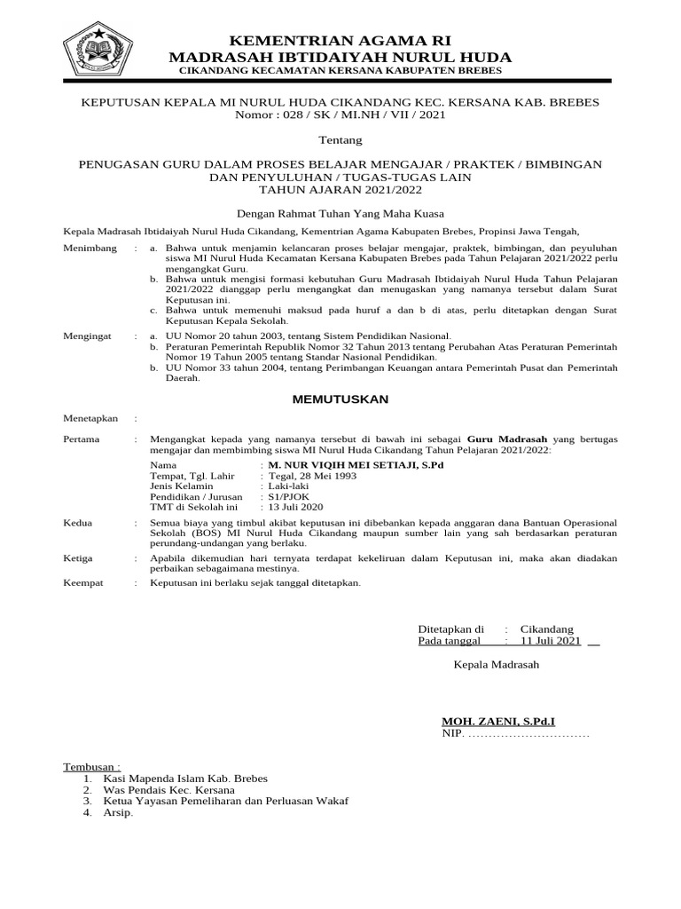 Pengesahan dan Rincian Tugas Personil | PDF