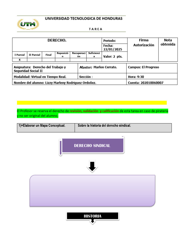 Tarea 1 (1 P) UTH | PDF | Sindicato | Derecho laboral