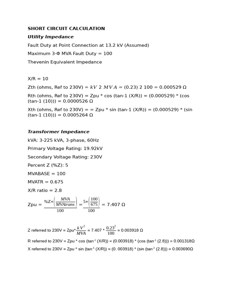 Short Circuit Calculation | PDF | Electrical Impedance | Electronics