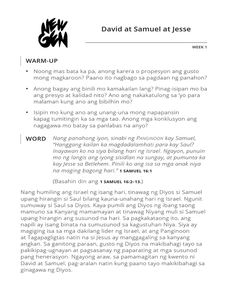 New Gen 1 David at Samuel at Jesse Mobile | PDF