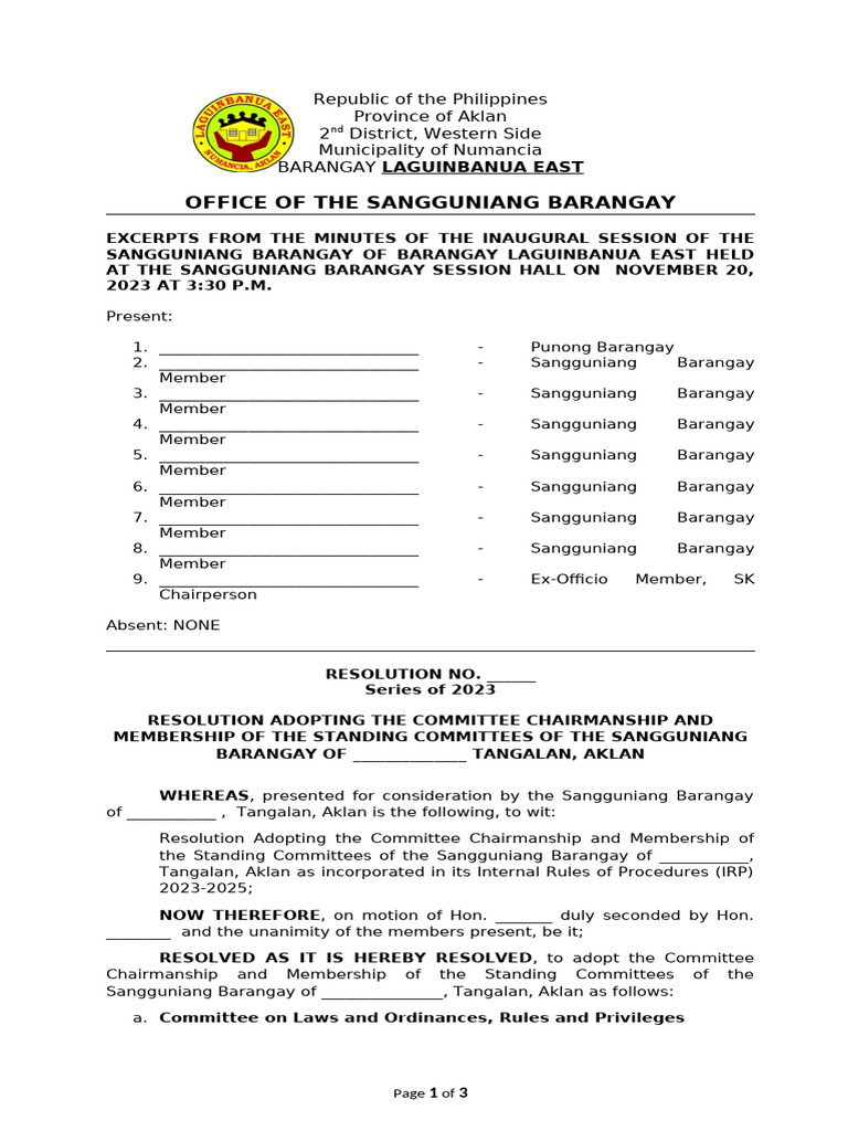 Resolution On Standing Committee Chairmanship Membership | PDF | Committee