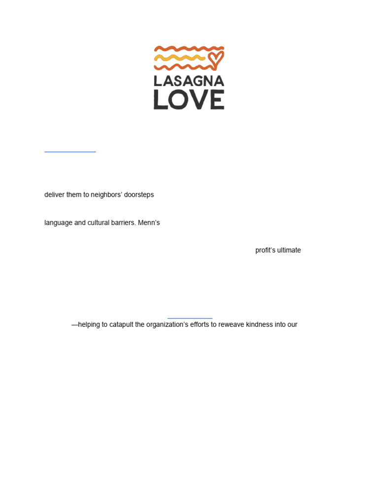 Lasagna Love: Feeding Families with Kindness | PDF