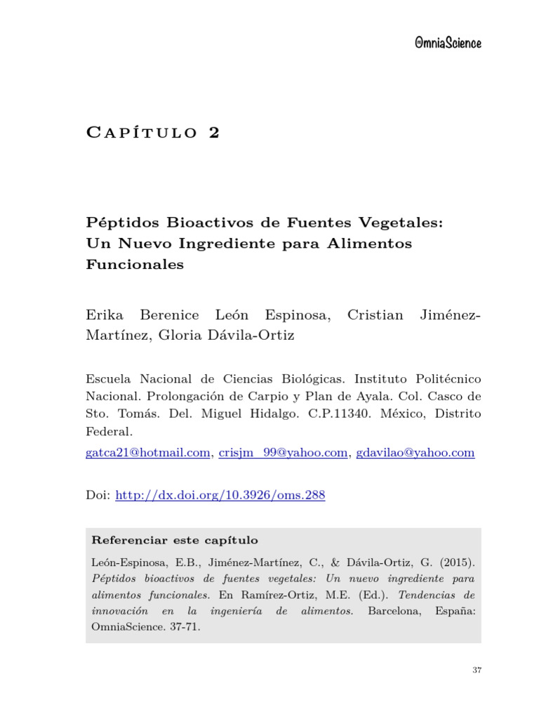 Péptidos Bioactivos de Fuentes Vegetales, Un Nuevo Ingrediente para ...