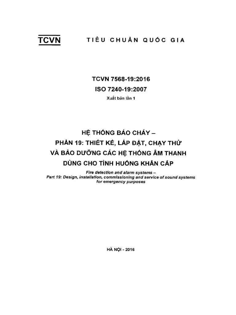 TCVN 7568-19-2016 HTBC-Tke Ldat Chay Thu Bao Duong HT Am Thanh Khan Cap | PDF