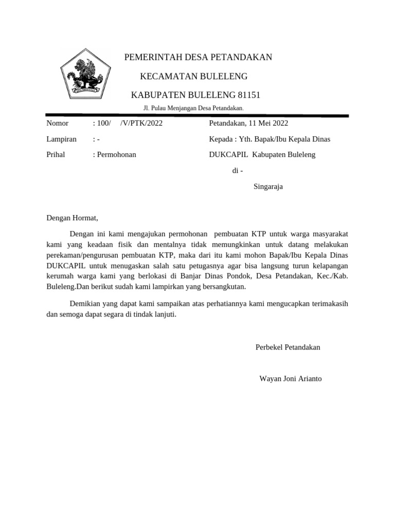 Permohonan Pembuatan KTP | PDF