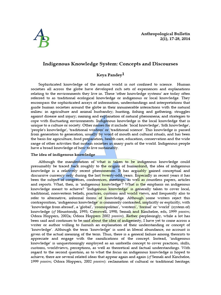 Indigenous Knowledge System Concepts and Discourses | PDF | Knowledge