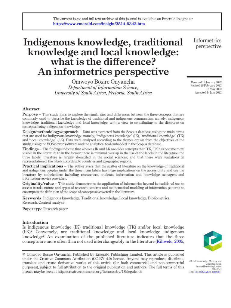 Indigenous knowledge, traditional knowledge | PDF | Data | Traditional Knowledge