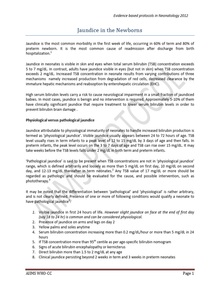 Protocol jaundice | PDF | Medical Specialties | Hematology