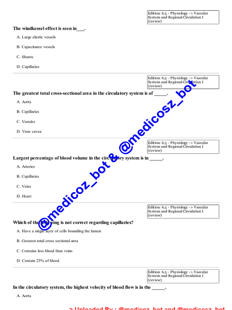 Physiology Vascular System and Regional Circulation I Review | PDF