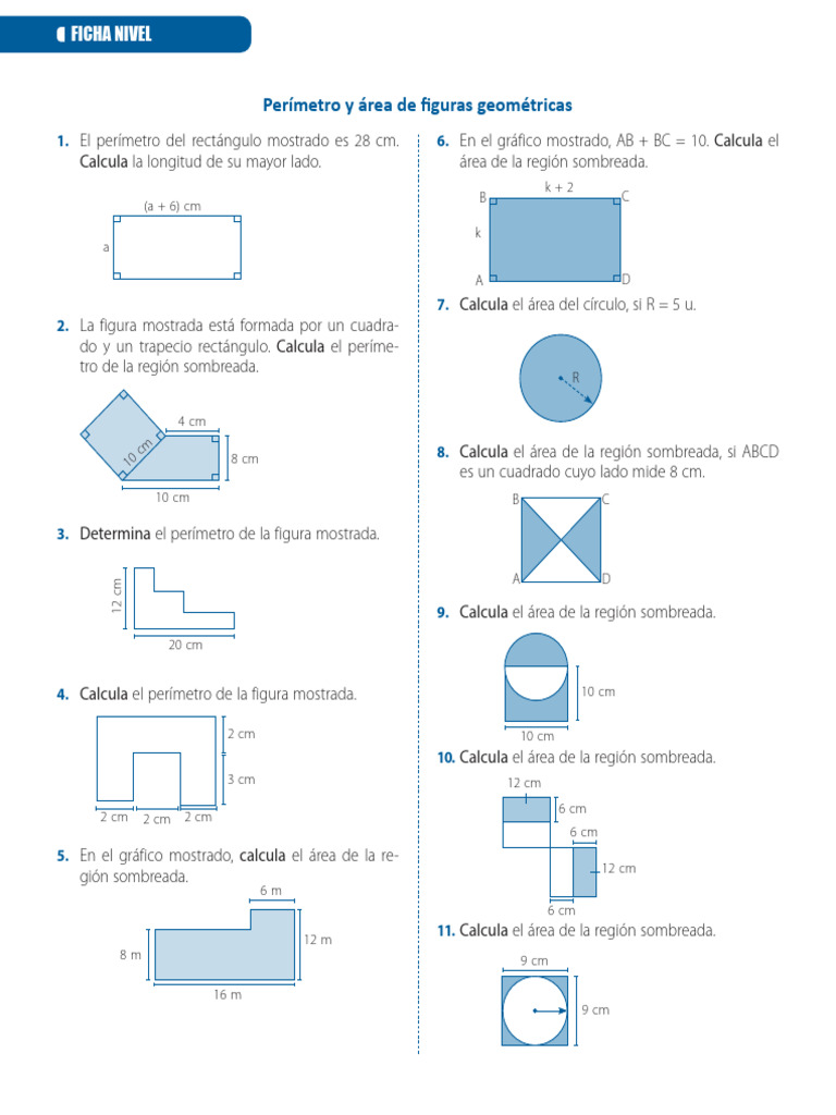 Perímetro y Área de Figuras Geométricas | PDF | Rectángulo | Geometría ...