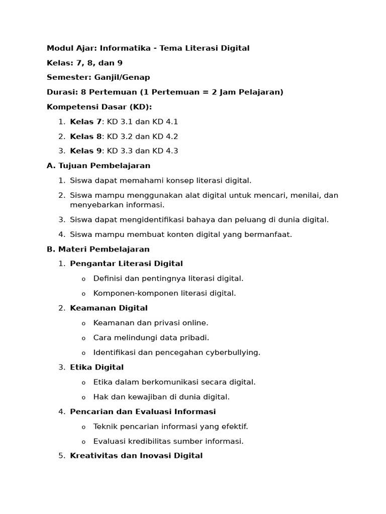 Kuesioner Literasi Digital Siswa | PDF