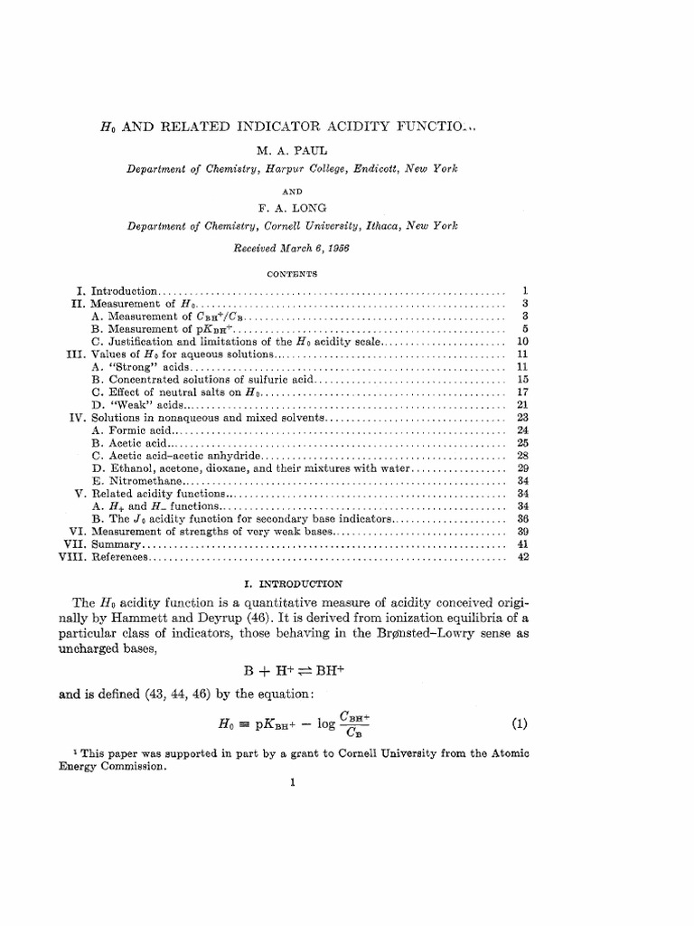 Paul Long 2002 h0 and Related Indicator Acidity Function | PDF | Acid ...