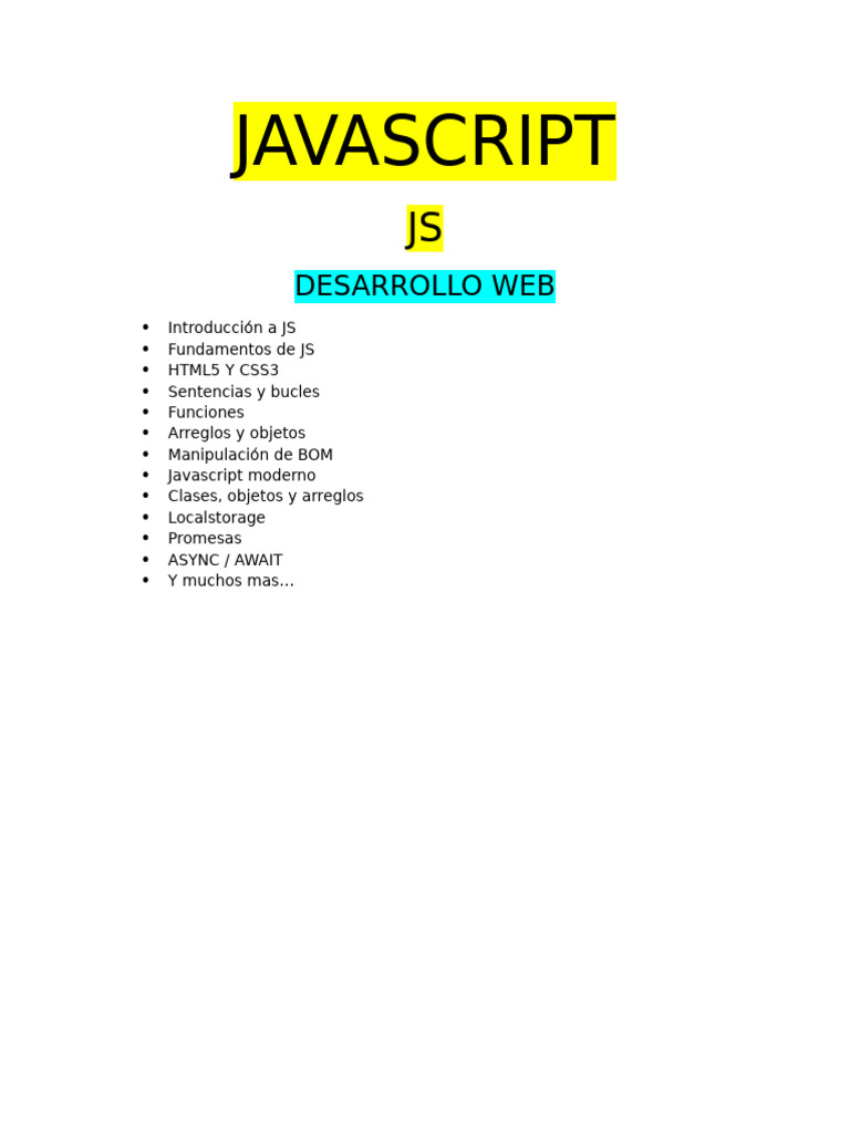 Introducción a JavaScript para Desarrollo Web | PDF