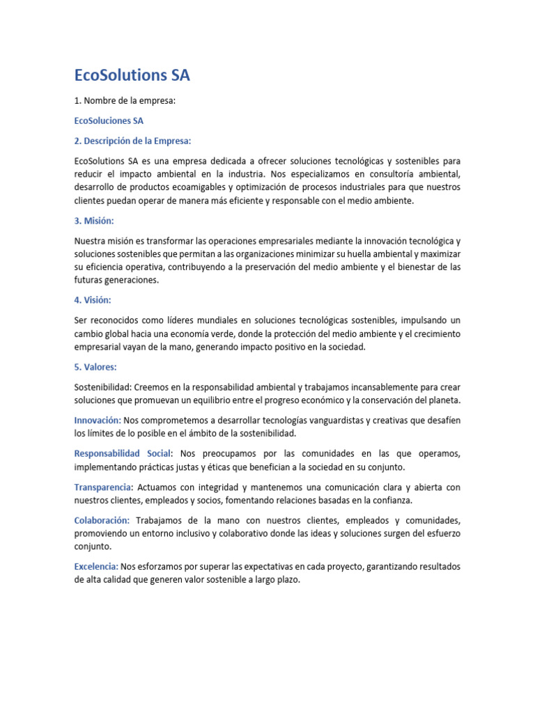 EcoSolutions SA | PDF