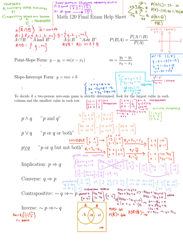 Math 120 Final Exam Study Guide | PDF