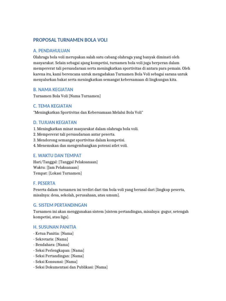 Proposal Turnamen Bola Voli | PDF