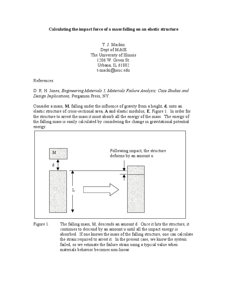 Impact Force Calculation for Falling Mass | PDF | Elasticity (Physics ...