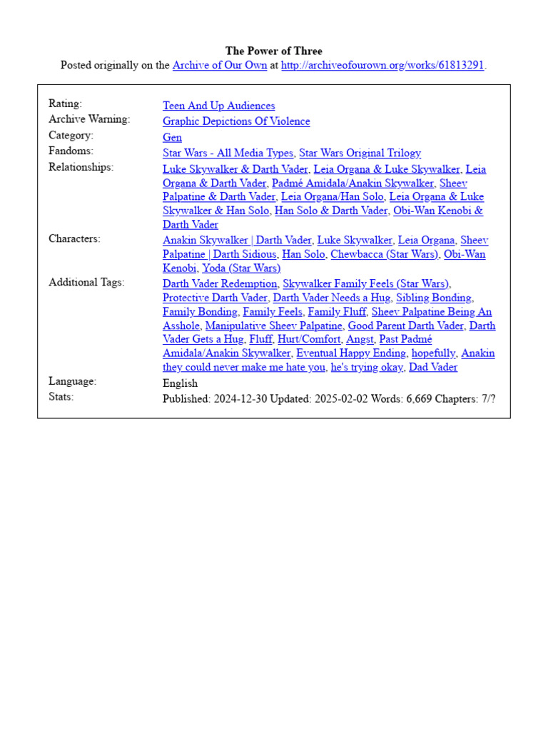 The Power of Three | PDF | Darth Vader | Palpatine