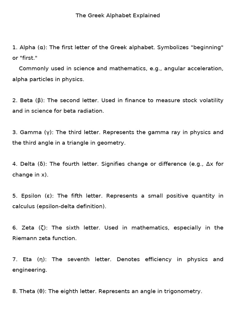 Greek_Alphabet_Explained | PDF | Greek Alphabet | Physics