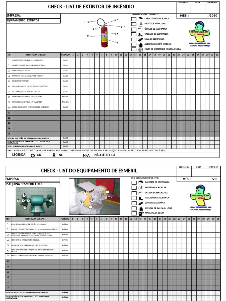 Check - List Equipamentos Modelo Empresas. | PDF