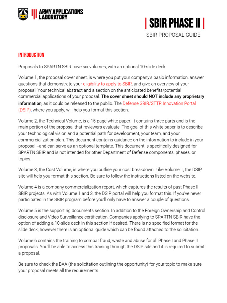 Sbir Direct Phase 2 Template | PDF