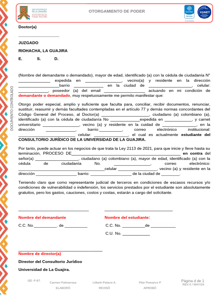 Poder Especial para Proceso Judicial | PDF | Justicia | Crimen y violencia
