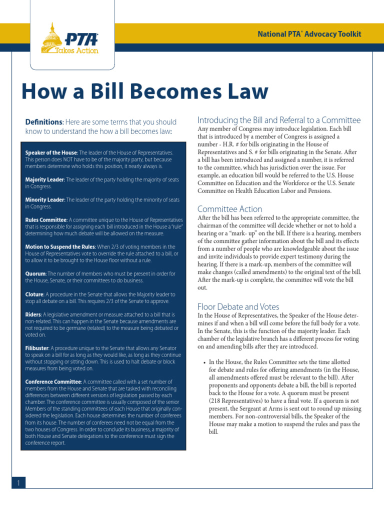 Advocacy Toolkit How A Bill Becomes Law | PDF | United States House Of ...