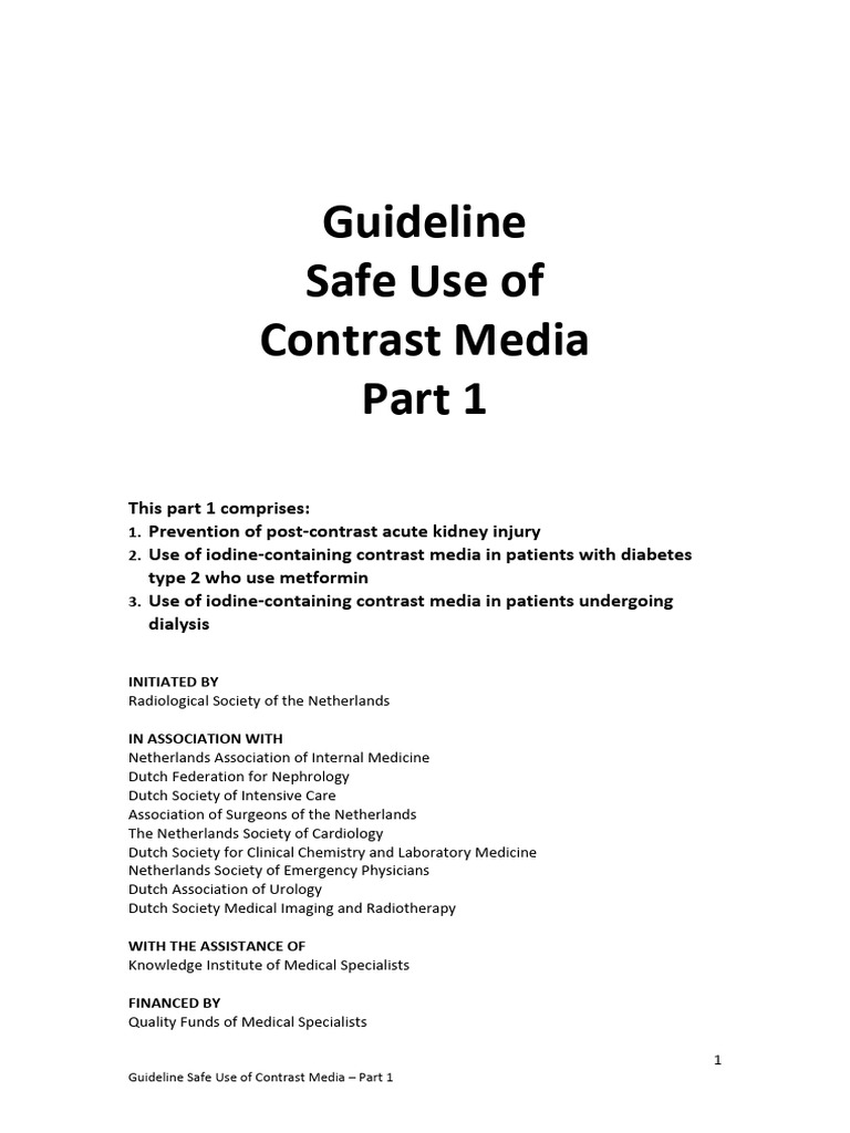 Safe Use of Contrast Media Guidelines | PDF | Evidence Based Medicine ...