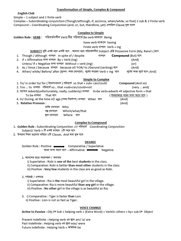 1-Rule On Transformation | PDF | Verb | Subject (Grammar)