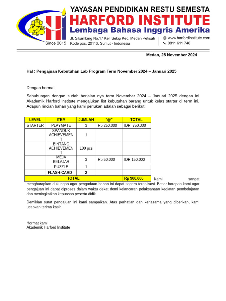 PENGAJUAN ACADEMIC TERM N24 - J25 STARTER | PDF