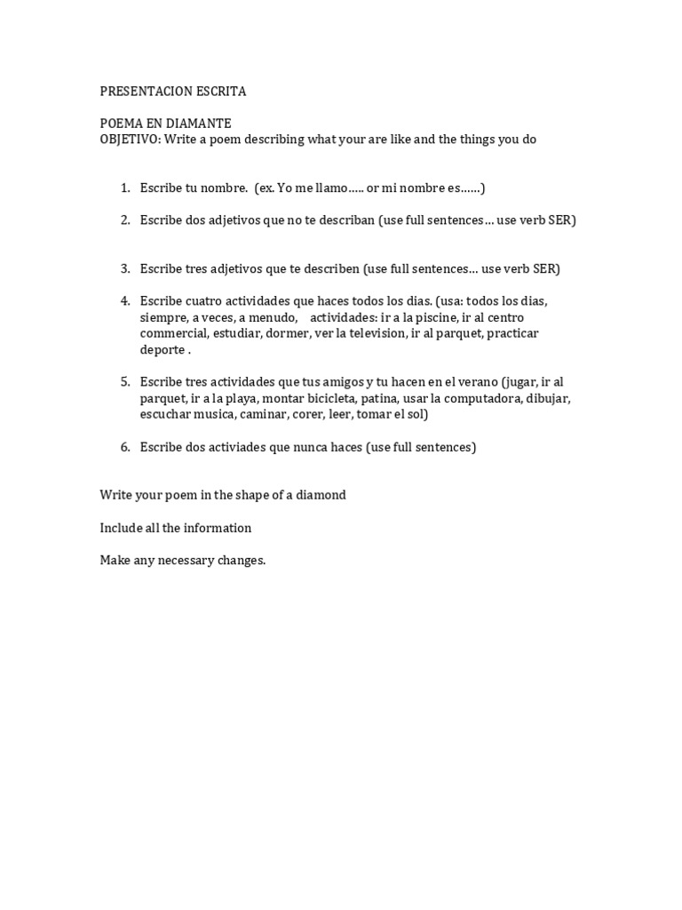 Presentacion Escrita Spanish II | PDF