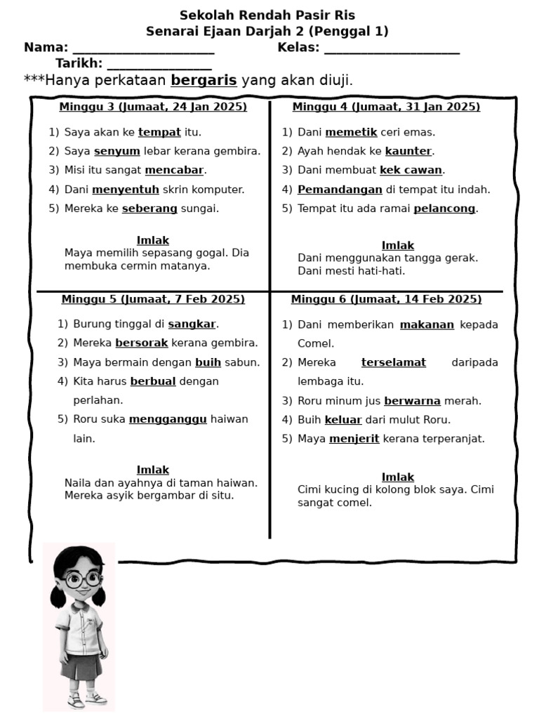 Penggal 1 - Senarai Ejaan - CITA | PDF