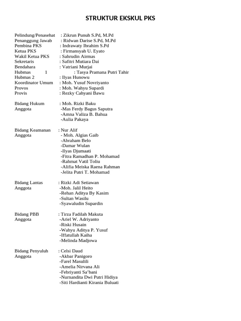 Struktur Ekskul PKS | PDF