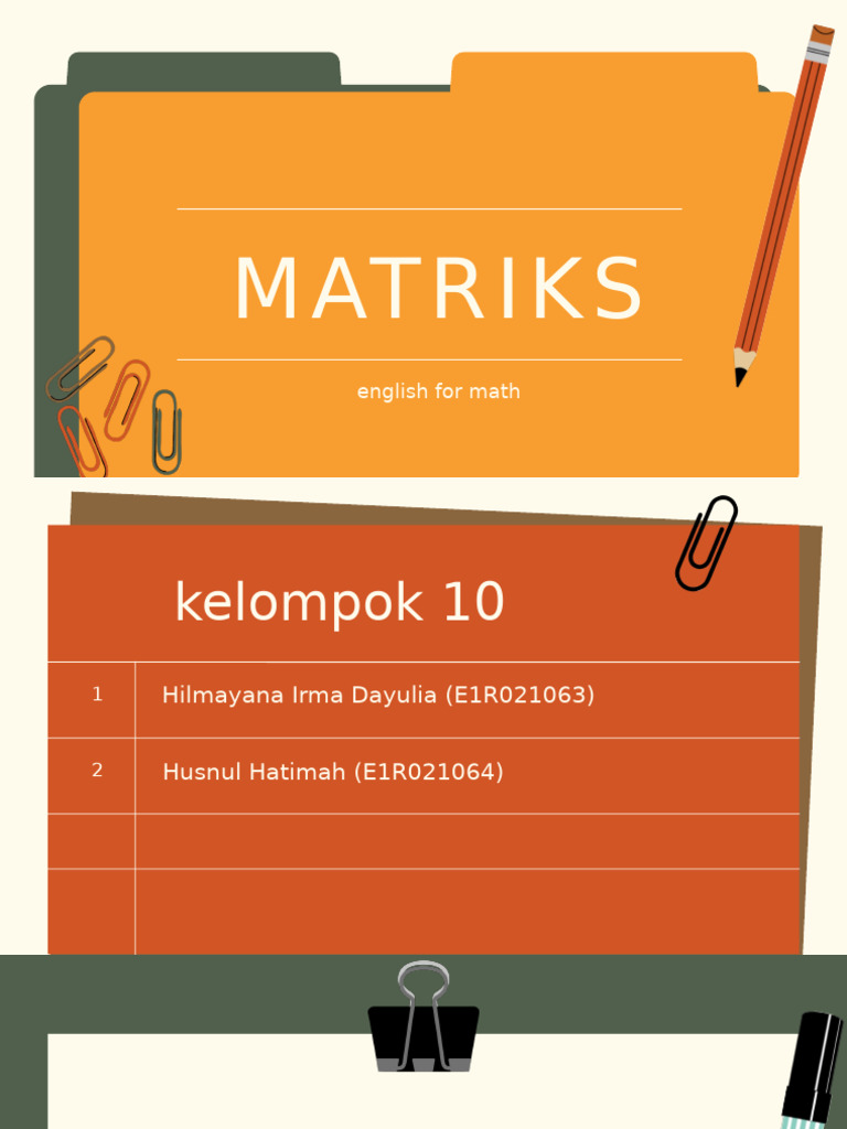 klp10 english for math | PDF | Matrix (Mathematics) | Determinant