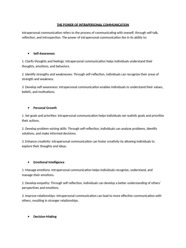 The Power of Intrapersonal Communication | PDF | Thought | Communication