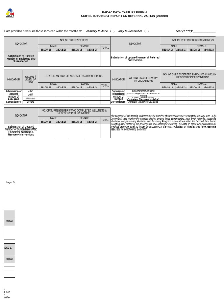 BADAC Form 4 - Unified Barangay Report On Referral Action | PDF ...
