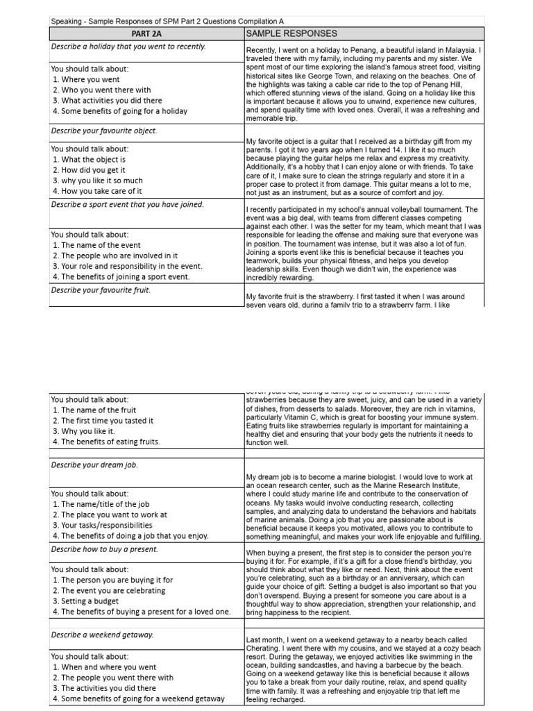 SPM Speaking Test Part 2 Samples | PDF | Reuse | Recycling