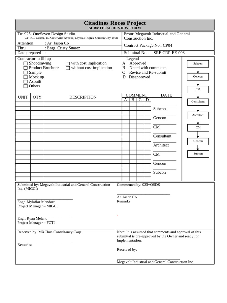 Submittal Review Form Template | PDF