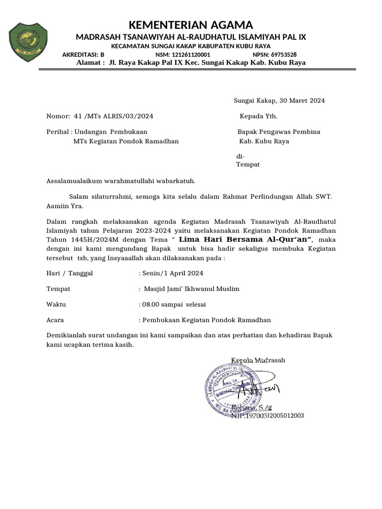 Undangan Untuk Pengawas | PDF