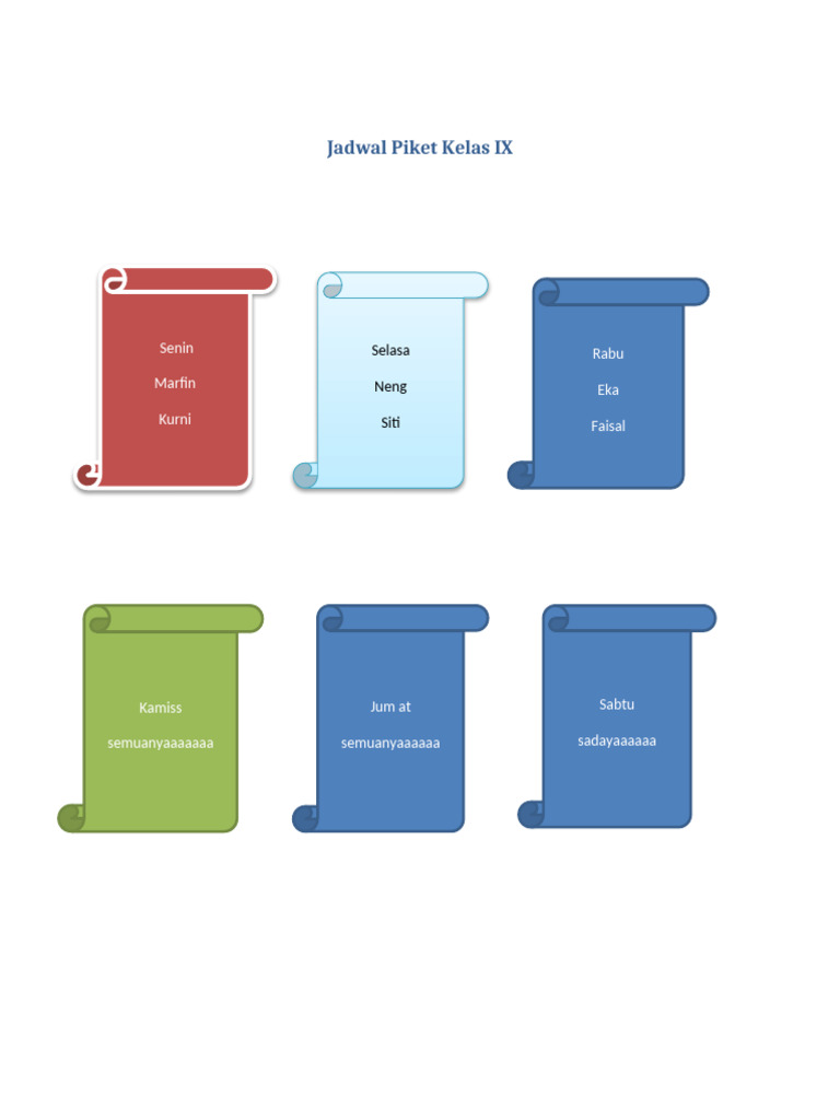 Jadwal Piket Kelas IX | PDF