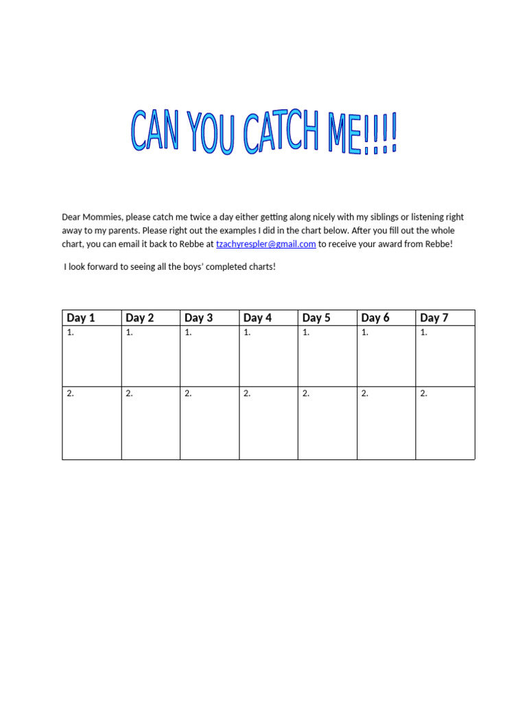 Weekly Behavior Chart for Kids | PDF
