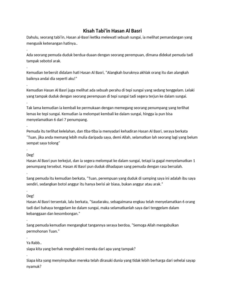 Kisah Tabi'in Hasan Al Basri | PDF