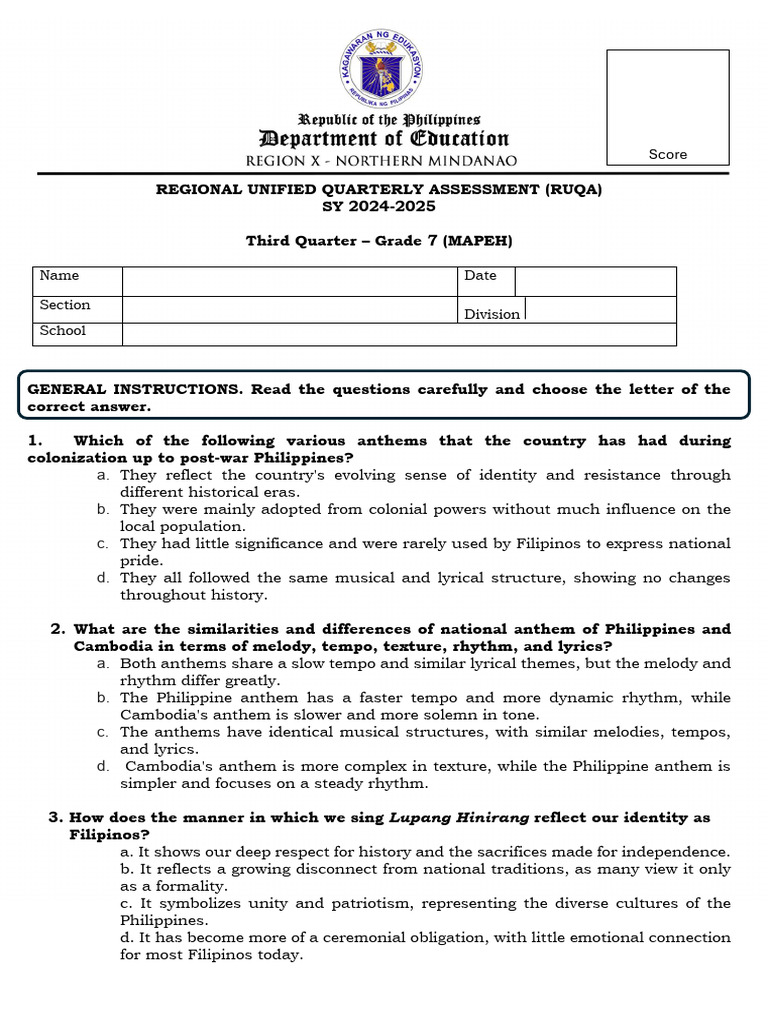 MAPEH-7-RUQA-Q3 | PDF | Body Mass Index
