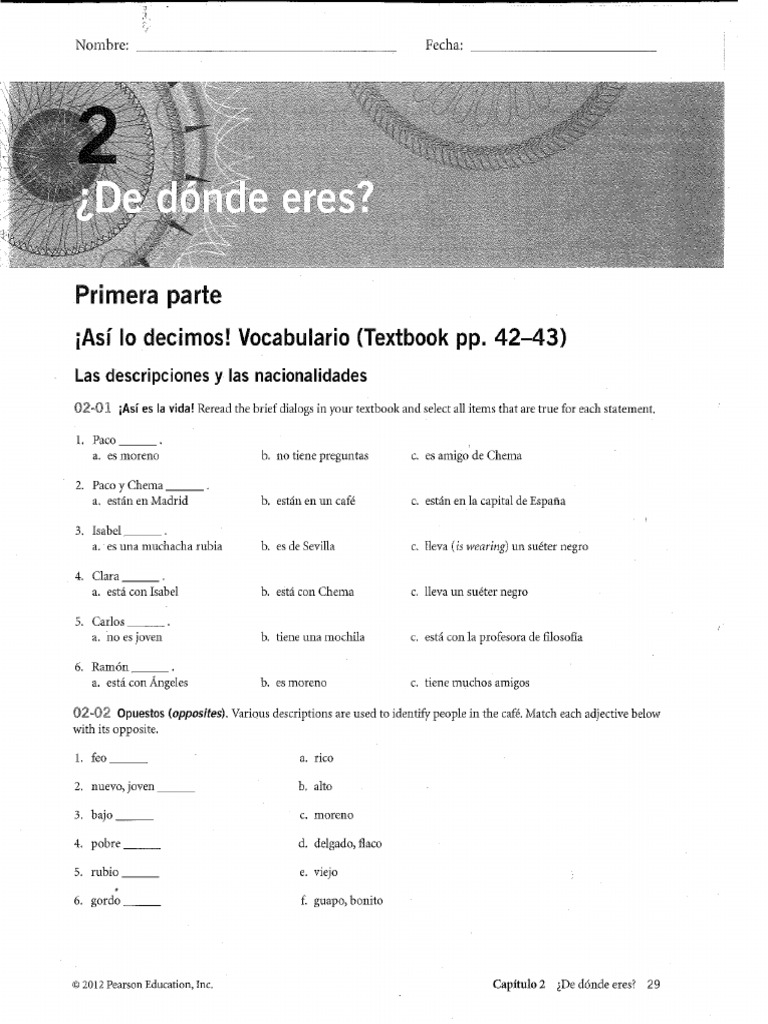 Chapter 2 Workbook | PDF