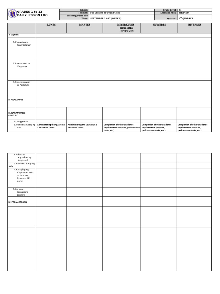 DLL - Filipino 6 - Q1 - W9 | PDF