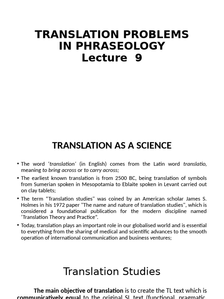 TRANSLATION PROBLEMS IN PHRASEOLOGY - My - Presentation | PDF | Idiom ...