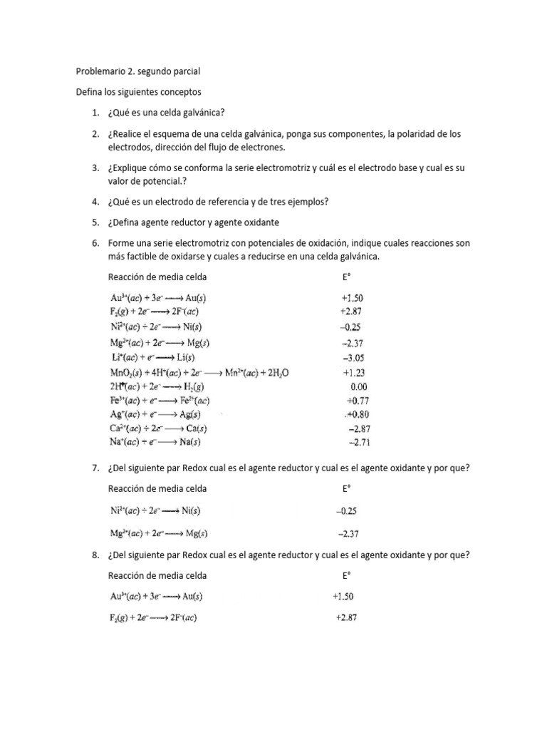Problemario 2 Segundo Parcial | PDF